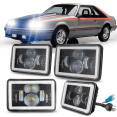4PCS For Ford Mustang 1979-1986 4x6 Inch LED Headlights High Low Beam ...