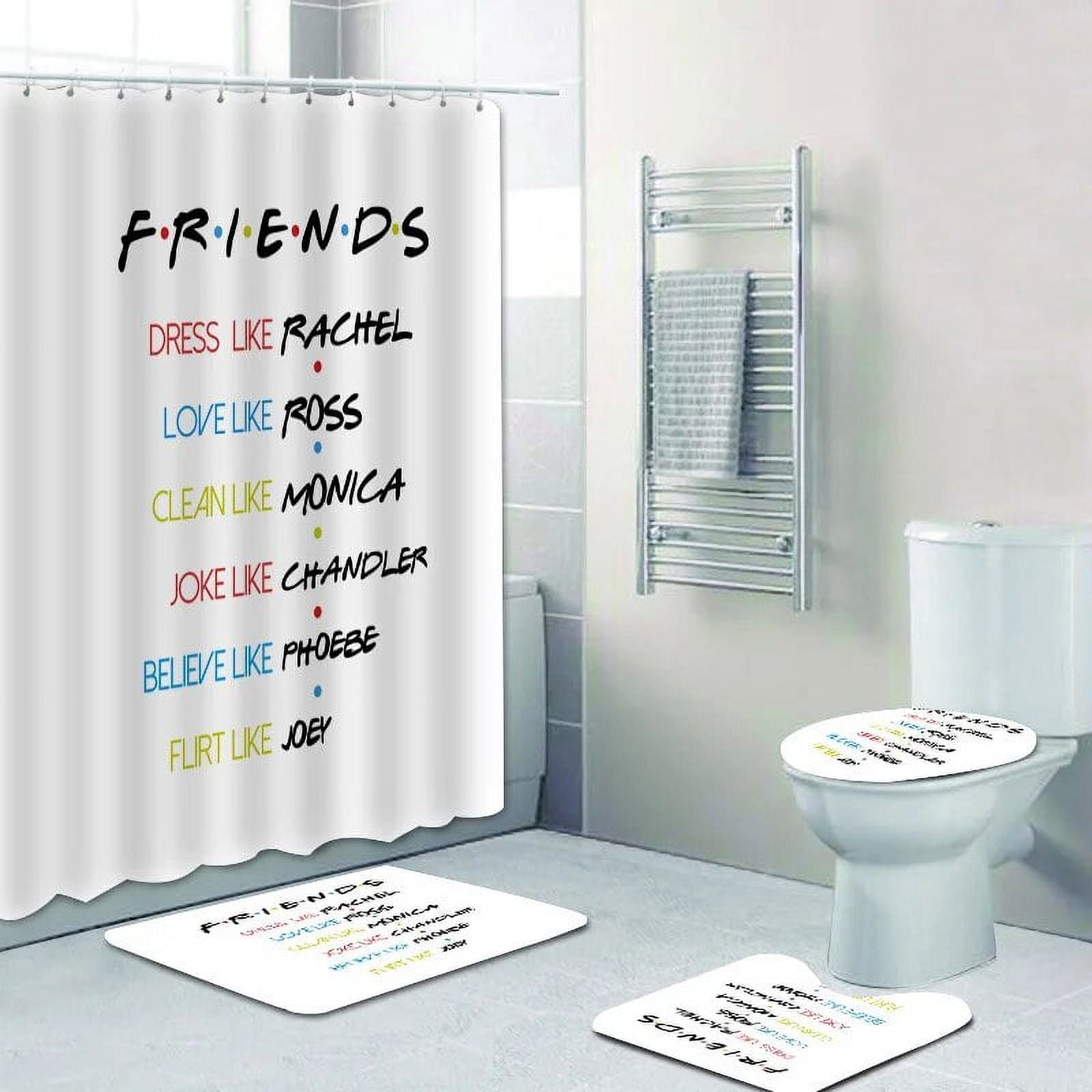 4PCS Friends Tv Show Shower Curtain Set Bath Mat Carpet Rug for Toilet ...