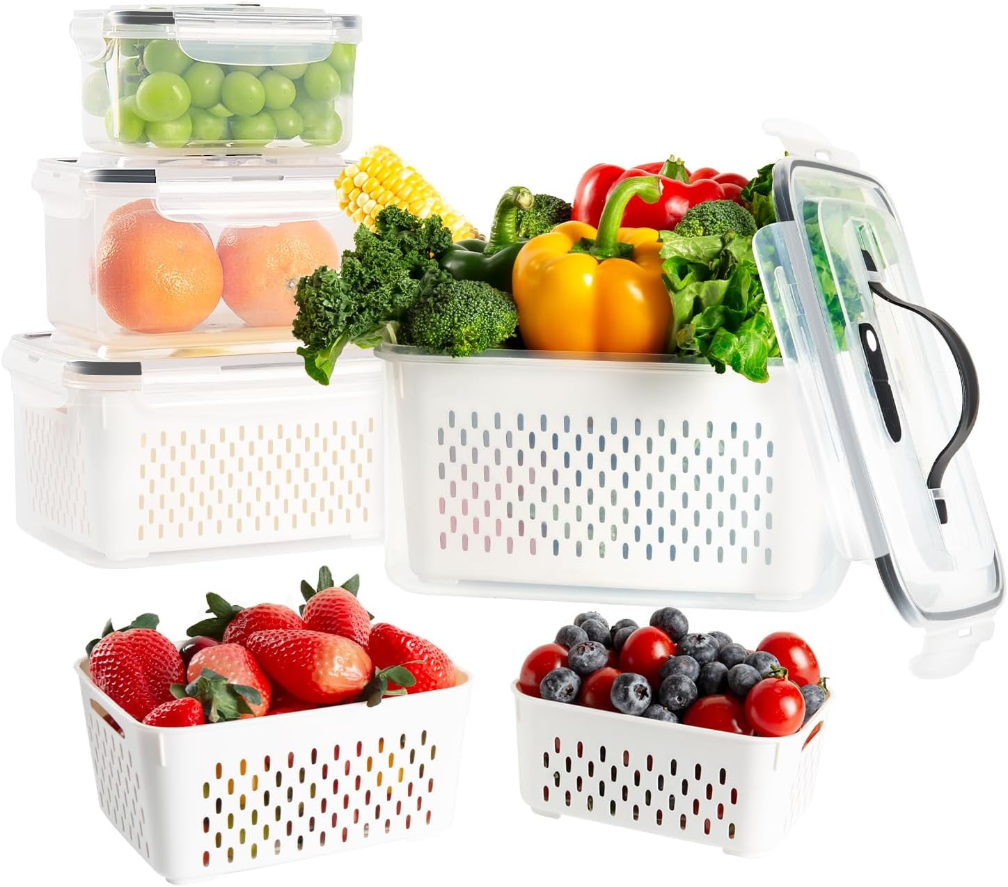 4PCS Fruit Storage Containers For Fridge, Produce Vegetable Saver ...