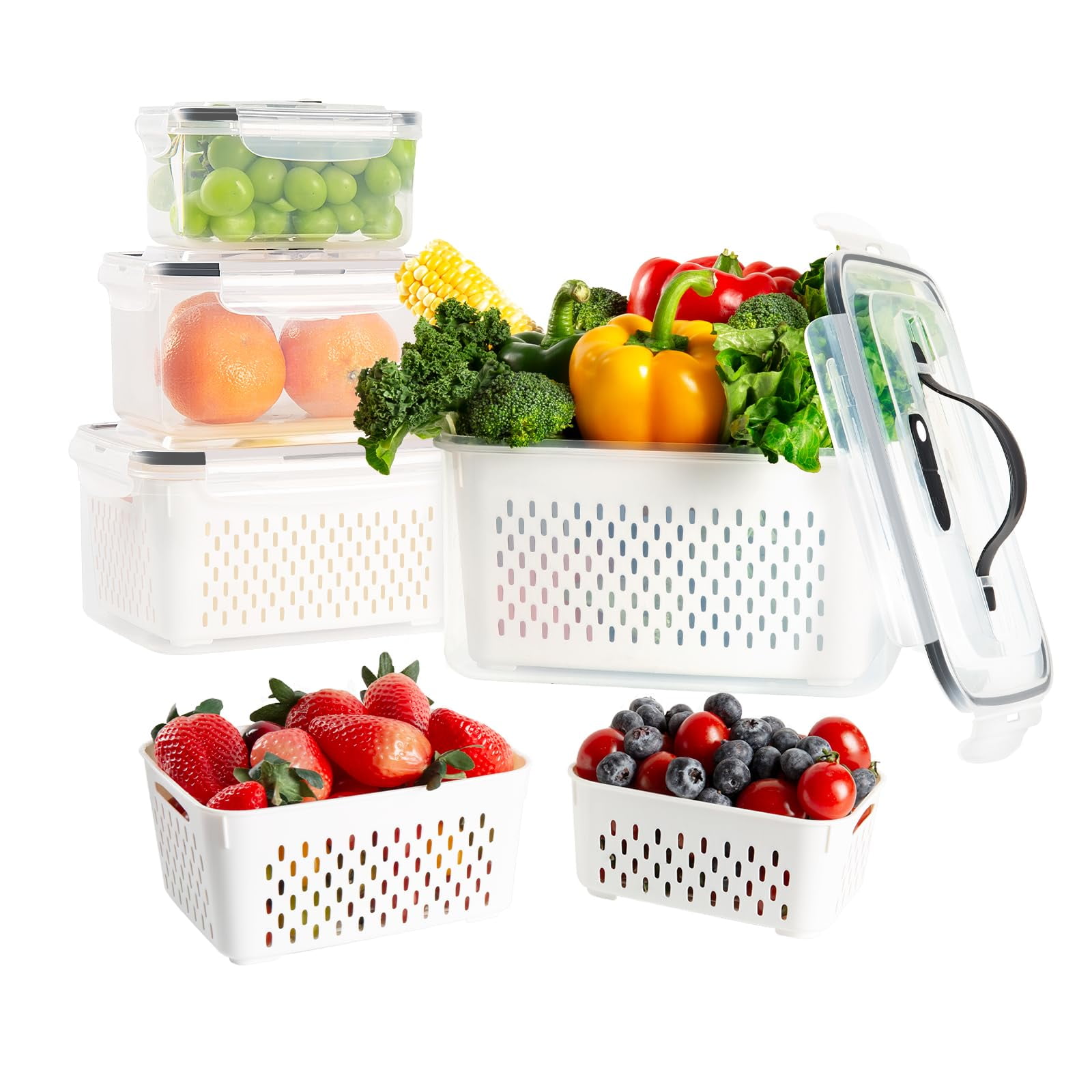 4PCS Fruit Storage Containers For Fridge, Produce Vegetable Saver ...