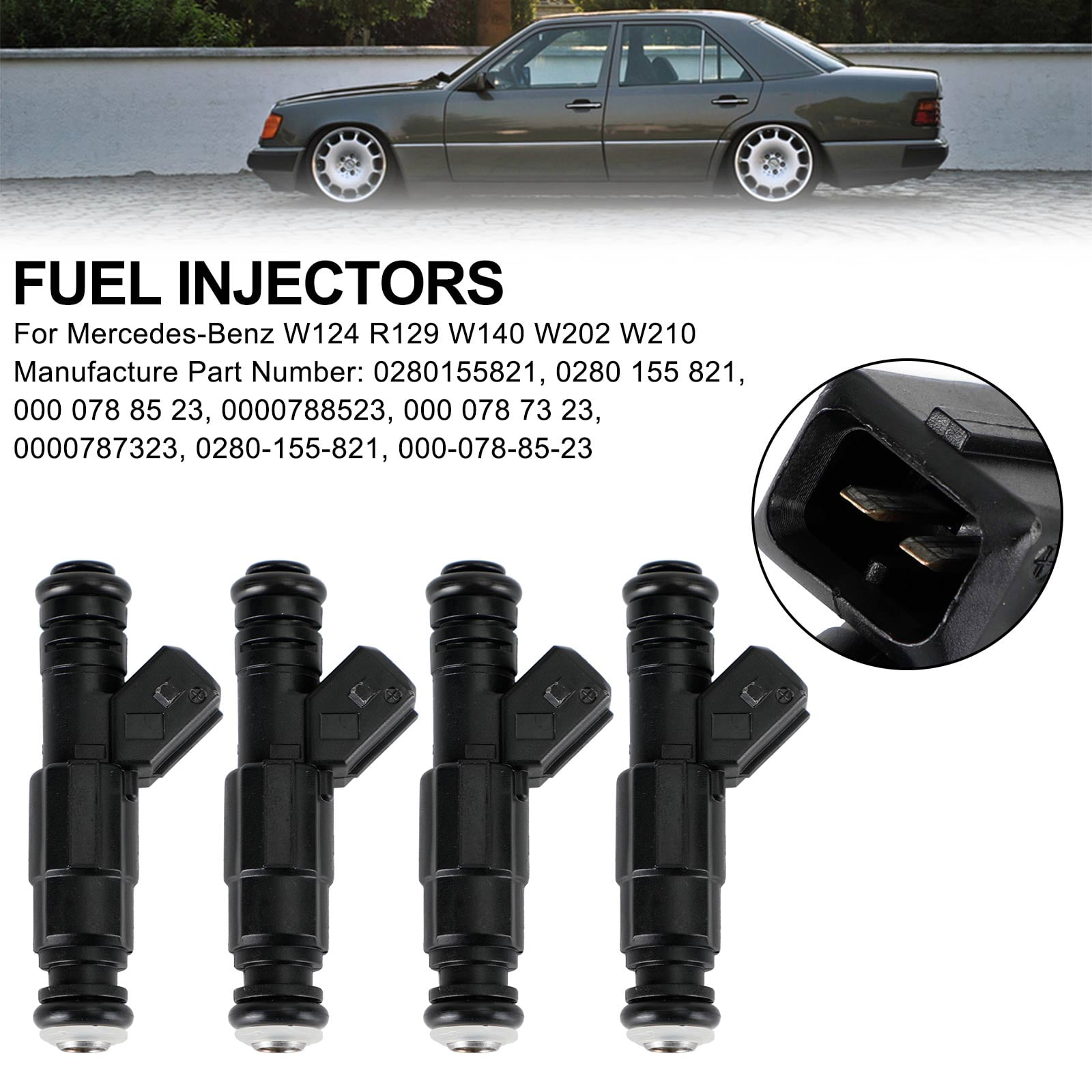 4PCS Fuel Injector 0280155821 Fit for Mercedes-Benz W124 R129 W140 W202 ...