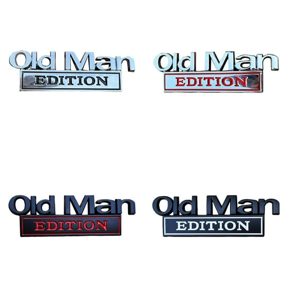 4PCS Fun Old Man Edition Car Emblem,3D Metal Badge Side RearTailgate ...