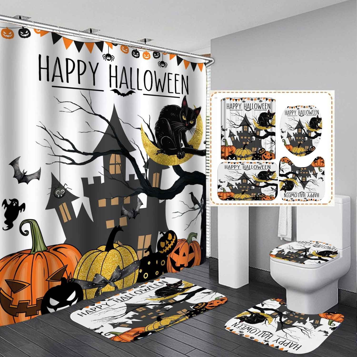 Halloween Shower Curtain Setnull