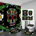 4PCS Funny Skull Shower Curtain Set, Cat Kitten Bathtub Skeleton ...