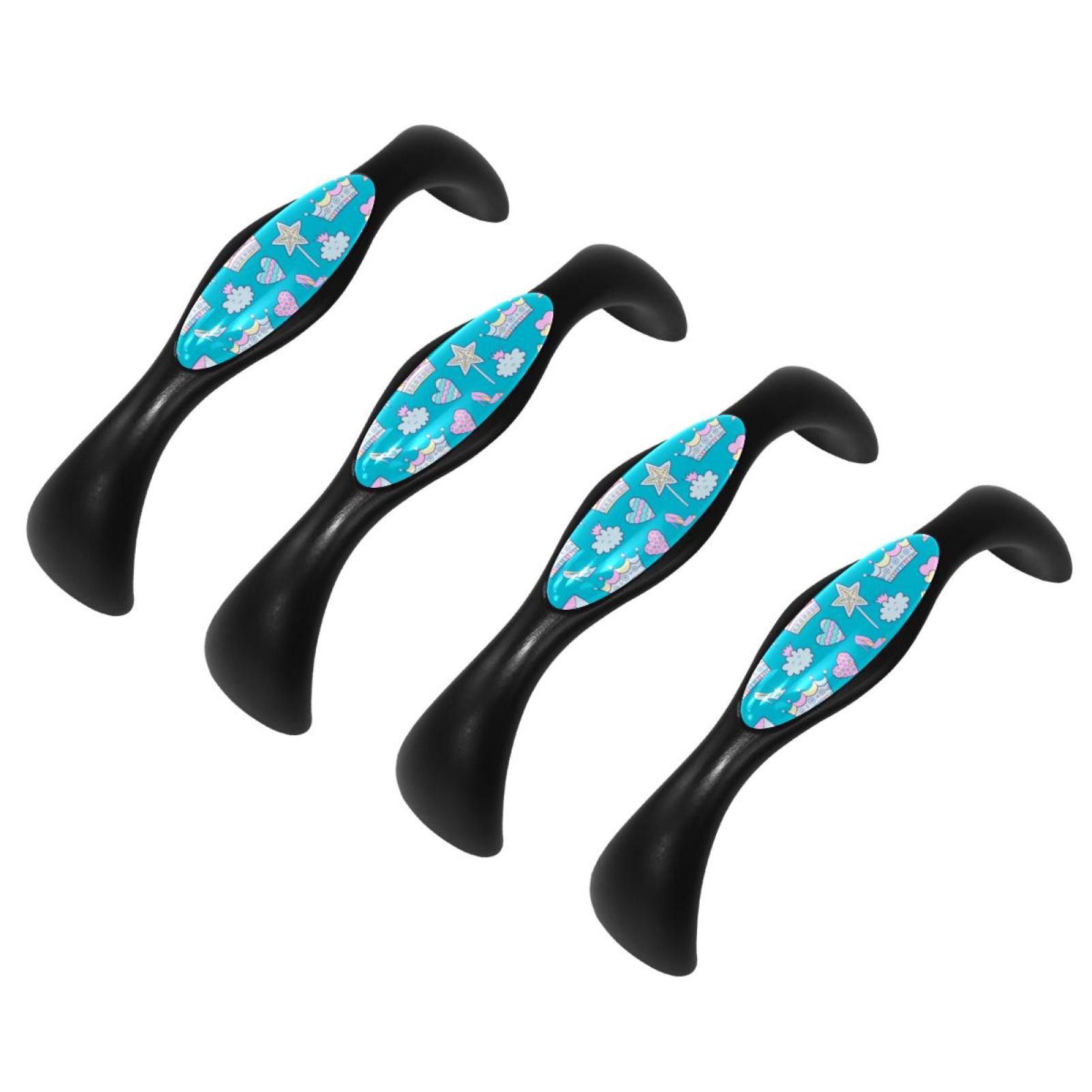 4PCS Girls Element Crown Heart Arched Drawer Pulls Crystal Glass White ...