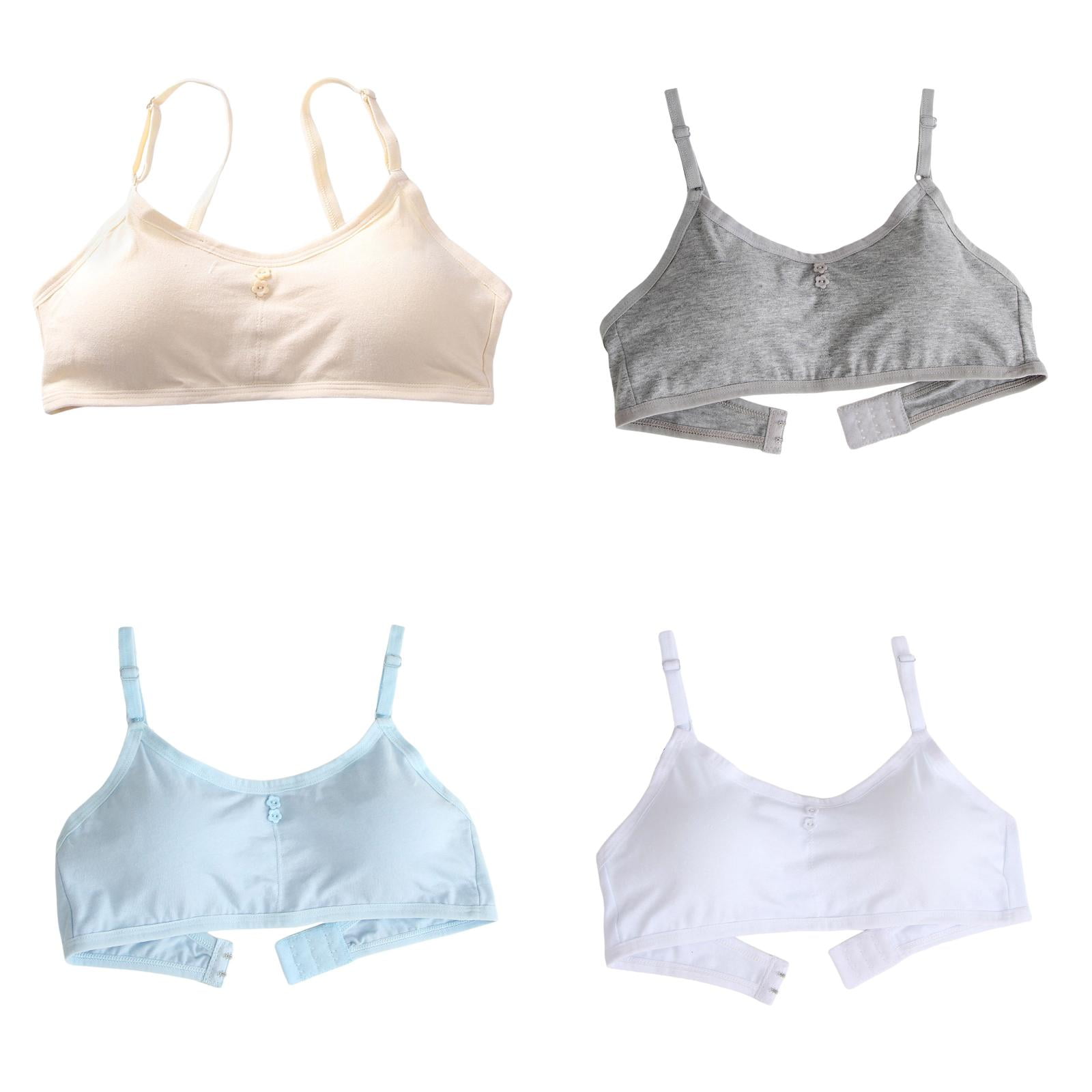 4PCS Girls Training Bras Sports Bras for Kids 8-10,10-12,12-14,14-16 ...