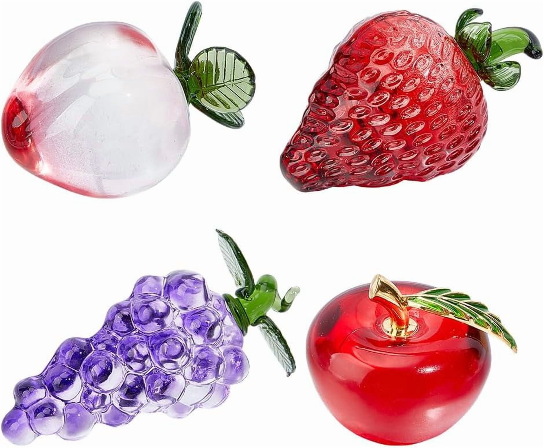 4PCS Glass Fruit Decor Hand Blown Figurines Realistic Fruit Charms for ...