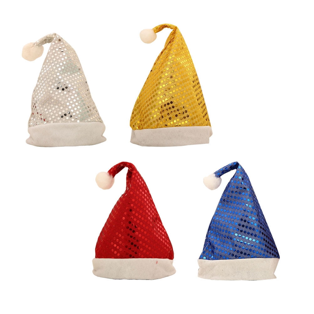 4PCS Glitter Santa Hat Christmas Sequins Decoration Headdress Headwear ...