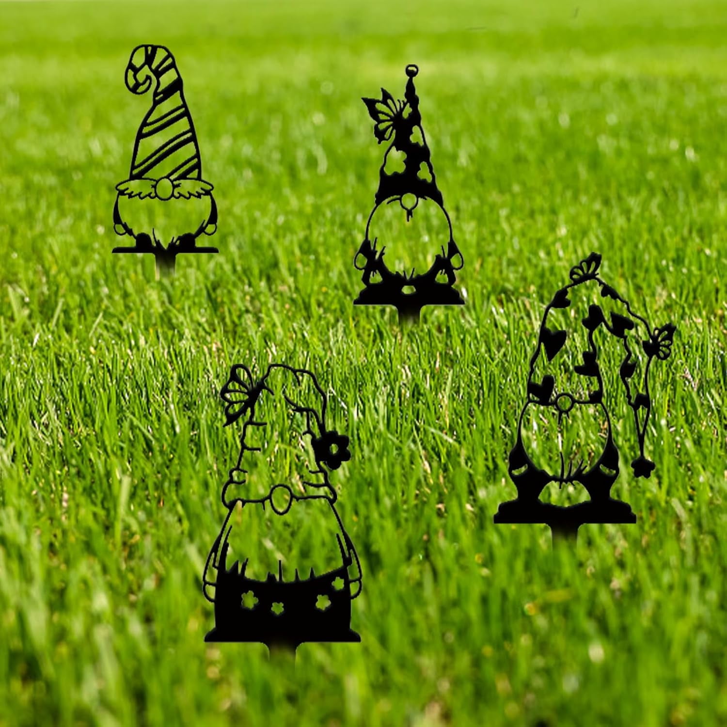 4PCS Gnome Garden Decor Black Gnomes Silhouette Outdoor Decor Funny ...
