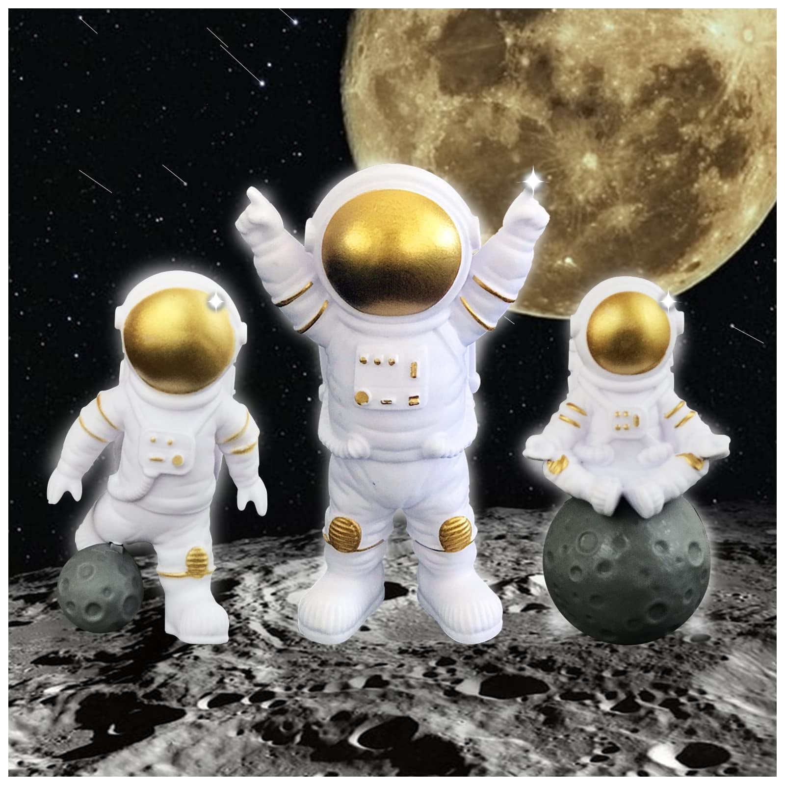 4PCS Gold Astronaut Cake Topper Astronaut FSH1 Figurine, Astronaut Toy ...