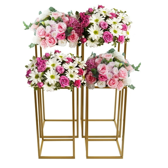 4PCS Gold Iron Column Flower Stand Wedding Party Backdrop Flower ...
