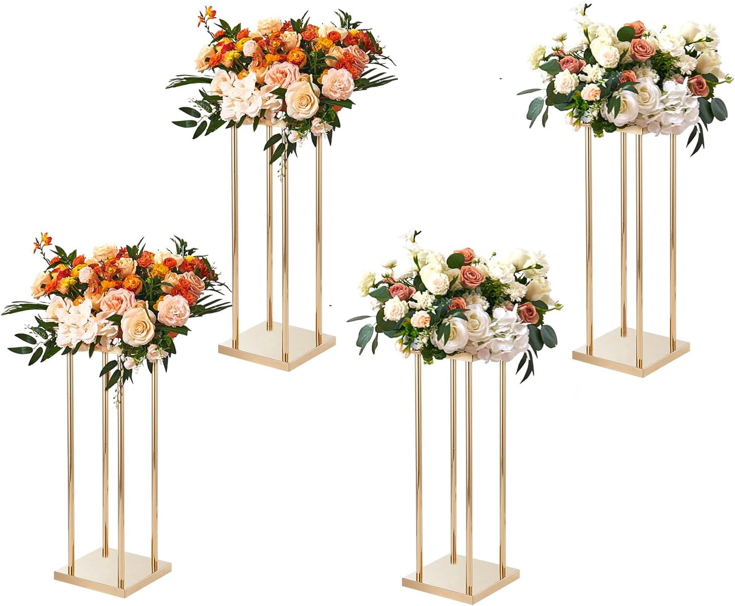 4PCS Gold Metal Column Wedding Flower Stand, 23.6inch /60cm High with ...
