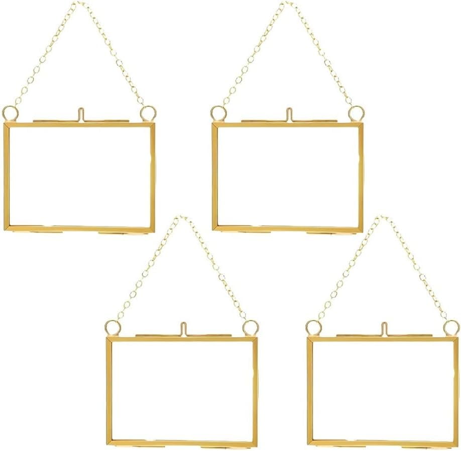 4PCS Gold Picture Frame Ornaments for Tree, 2x3 Inch Brass Hanging ...