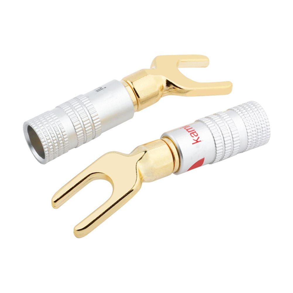 4PCS Gold Plated Speaker Spade Connectors Y Plug，Spade Connectors Y ...
