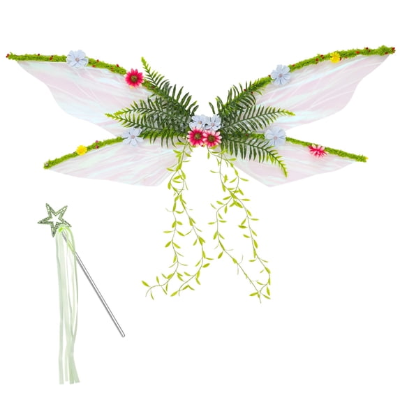 4PCS Green Butterfly Fairy Wings Set, Including 29.9" Wings, Floral ...