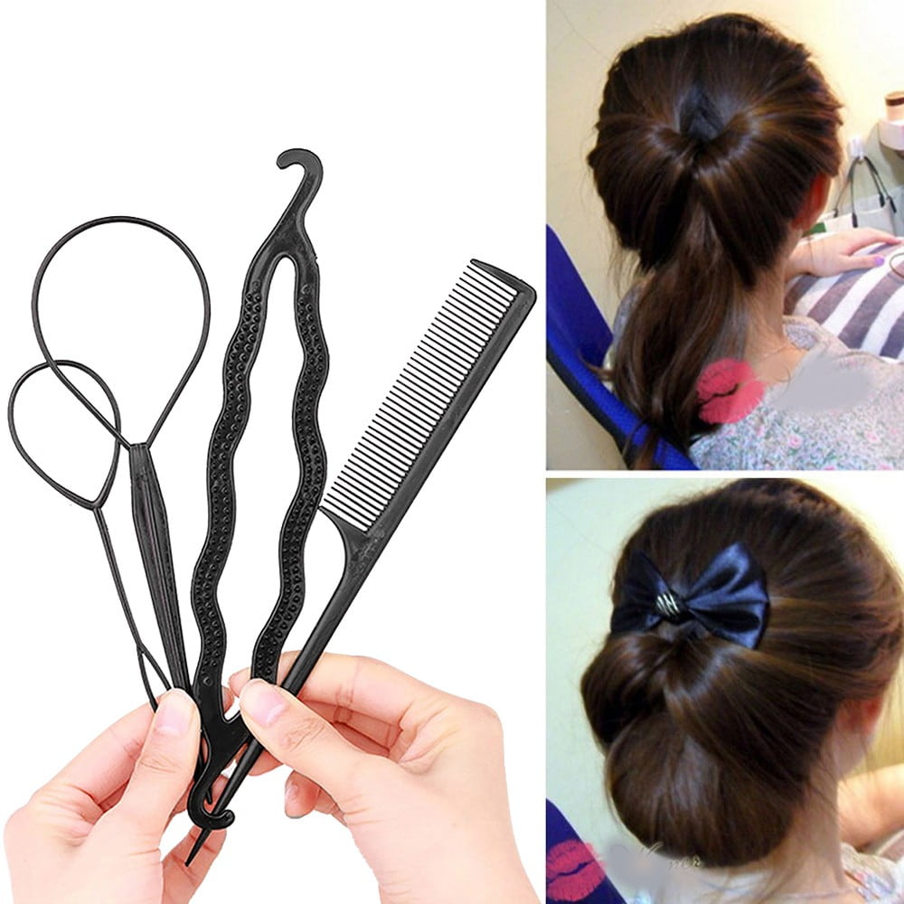 4PCS Hair Braid Topsy Tail Hair Loop Styling Tool, French Braiding Clip ...