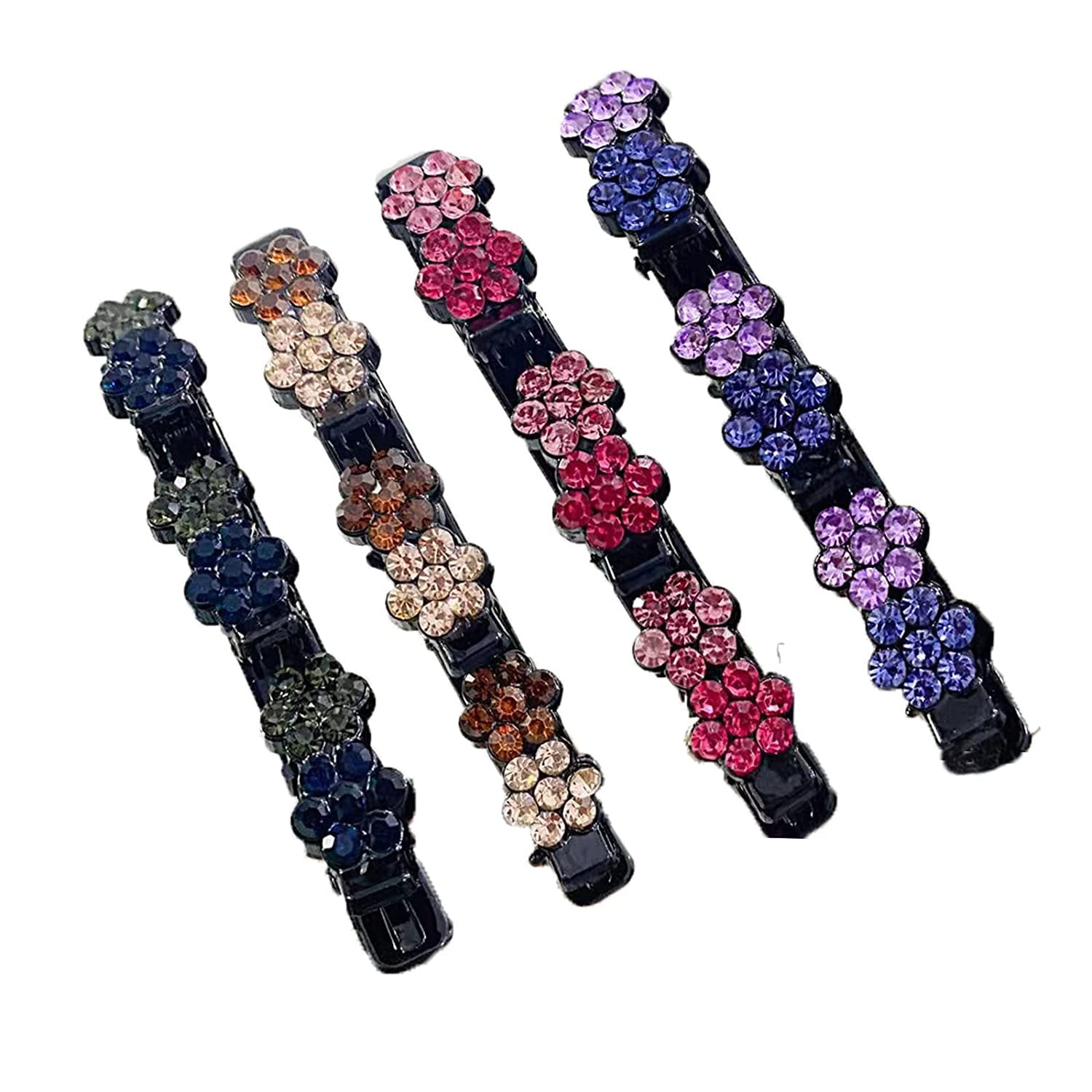 4PCS Hair Clips For Women Rhinestone Clover Weaving And Arranging ...