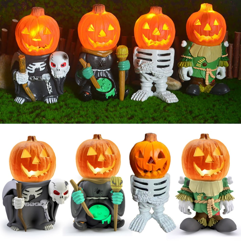 4PCS Halloween Miniature Pumpkin Figurines Mini Resin Pumpkin Ghost ...