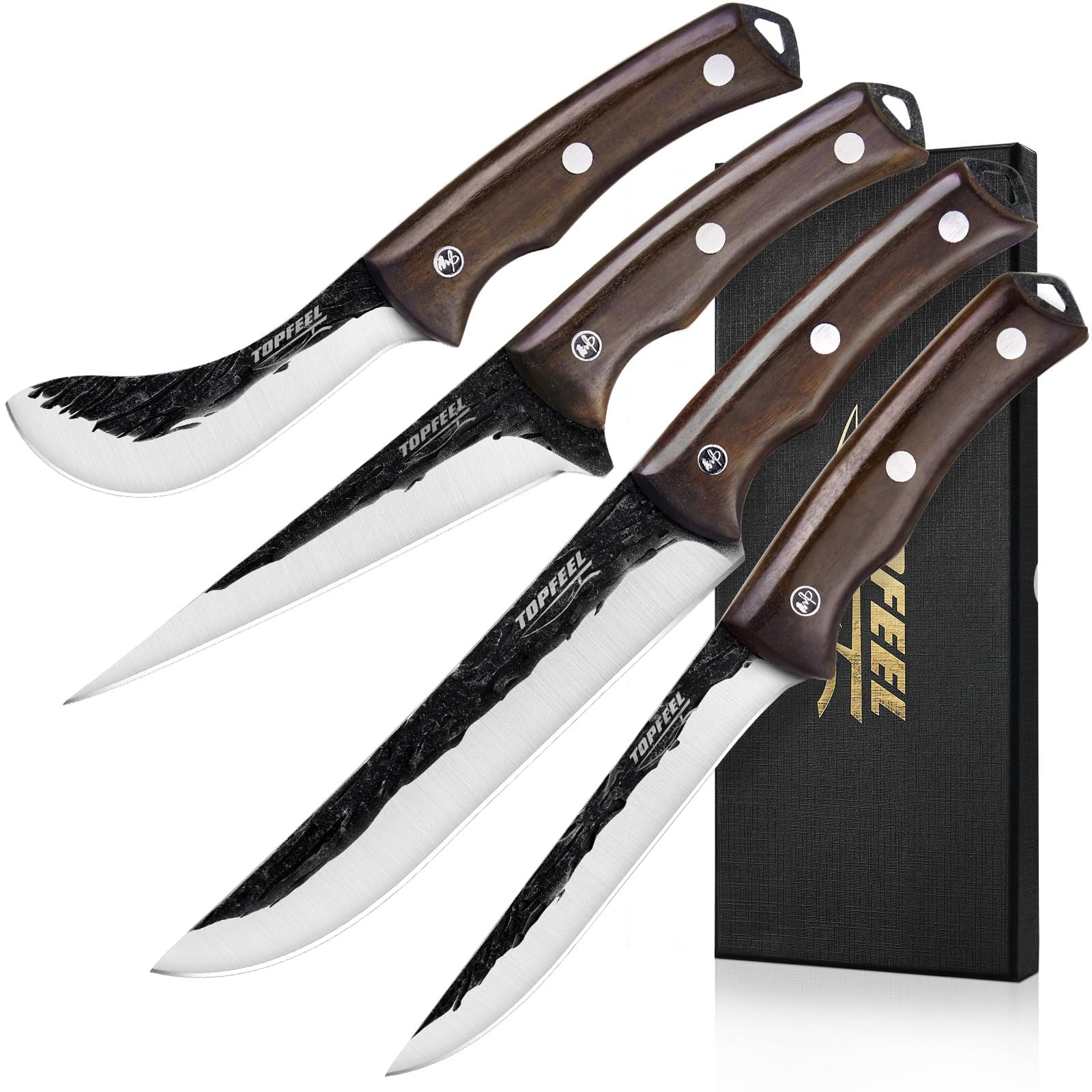 4PCS Hand Forged Butcher Knife Set - Slicing Knife,Boning Knife ...