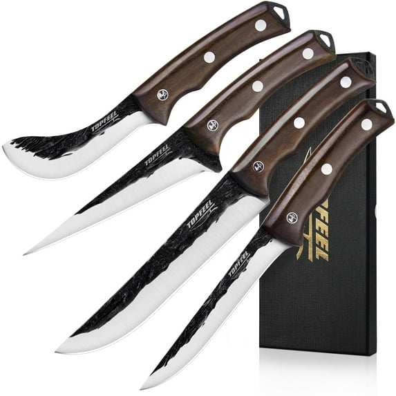 4PCS Hand Forged Butcher Knife Set - Slicing Knife,Boning Knife ...