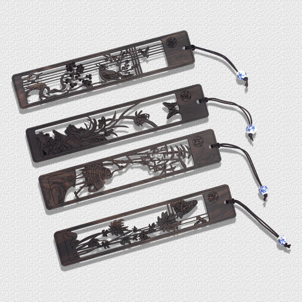 4PCS Handmade Wooden Carving Book Mark,Wooden Bookmarks,Traditional ...