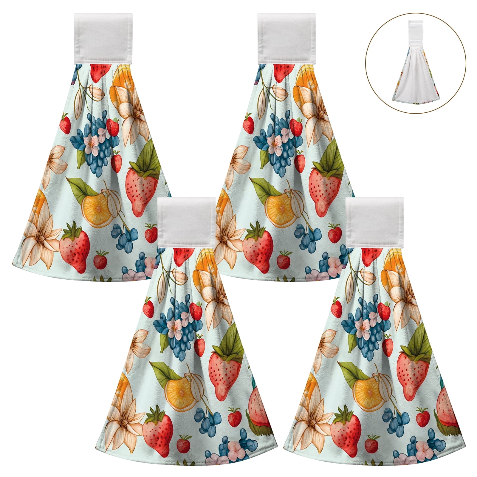 4PCS Hanging Kitchen Towels Absorbent Easy to Clean Towels with Hanging ...