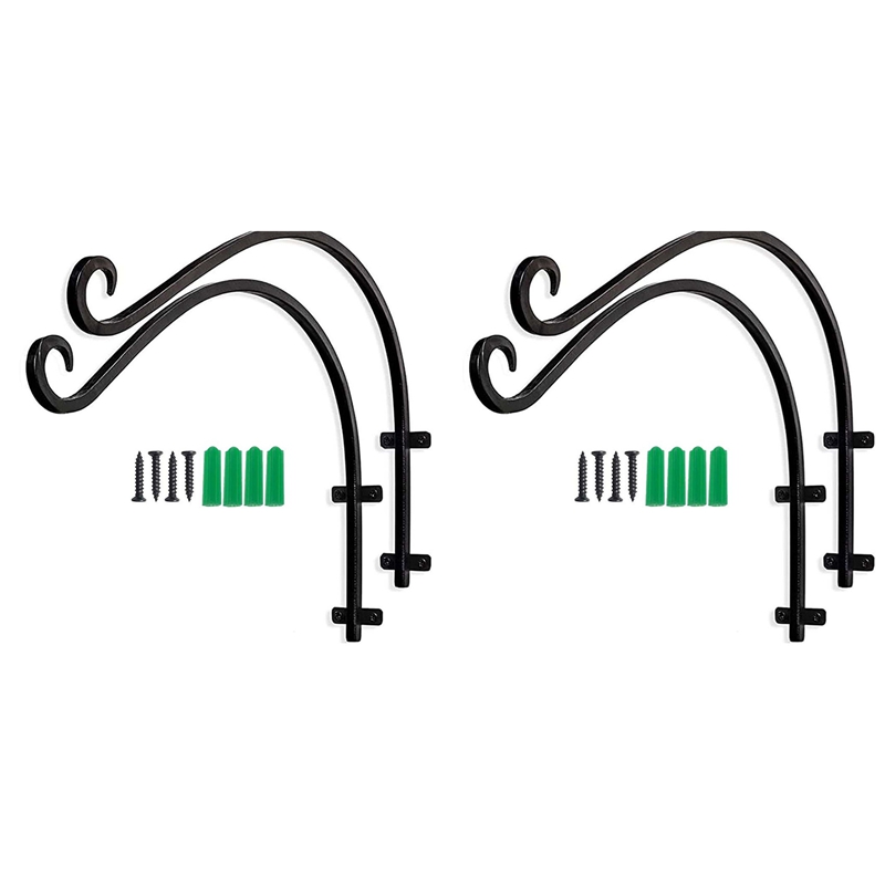 4PCS Heavy Duty Hanging Plant Bracket, 16Inch Outdoor Wall Curved ...