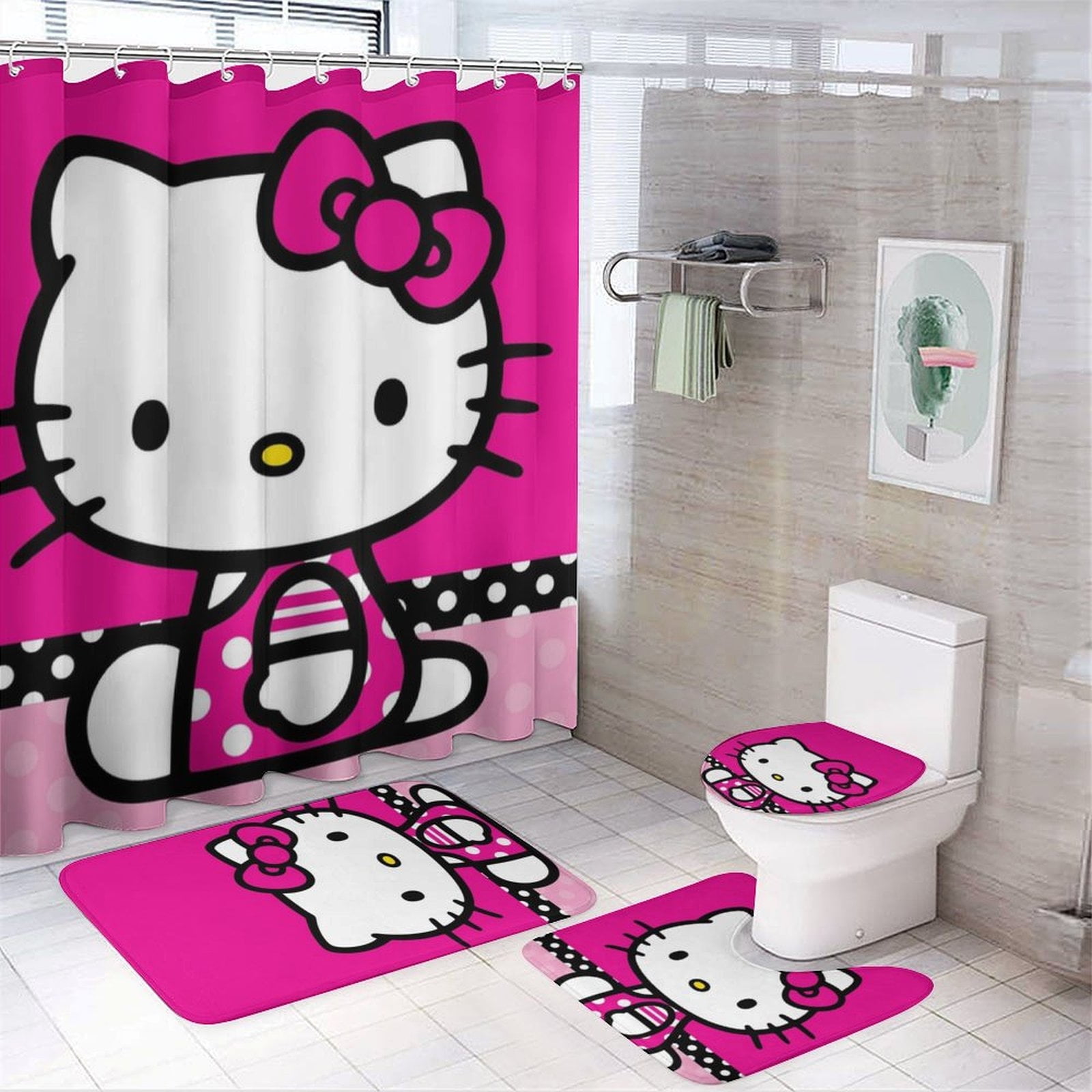 Hello Kitty Bathroom Ideas Hello Kitty Shower Curtain Set Sanrio Anime