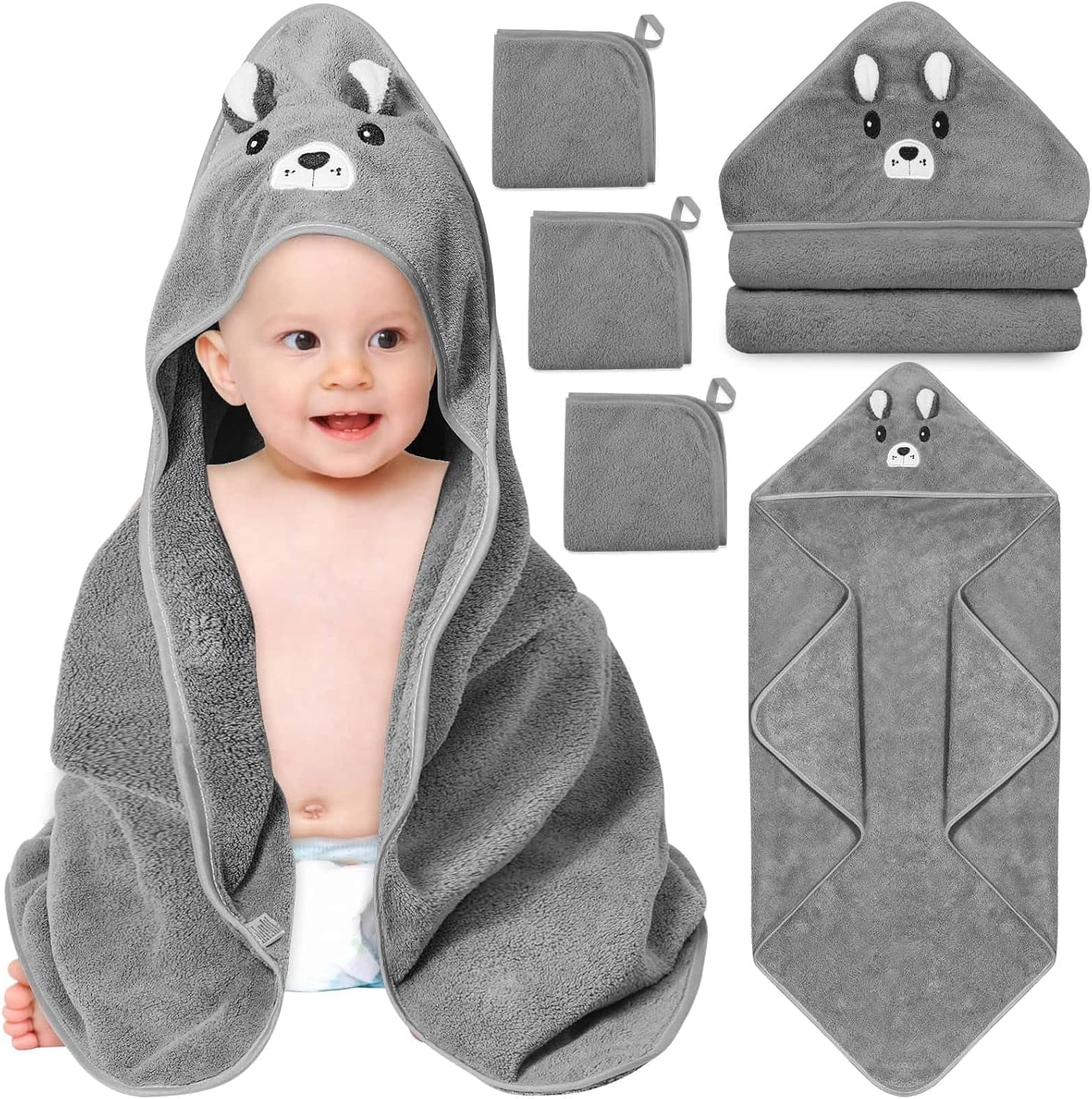 4PCS Hooded Baby Towels, Soft Baby Towel, Absorbent Baby Bath Towel ...