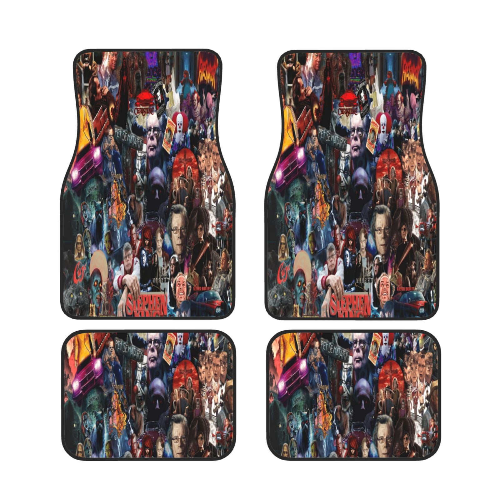 4PCS Horror Movie Print Car Floor Mat Universal Fit Vehicle Anti-Slip ...