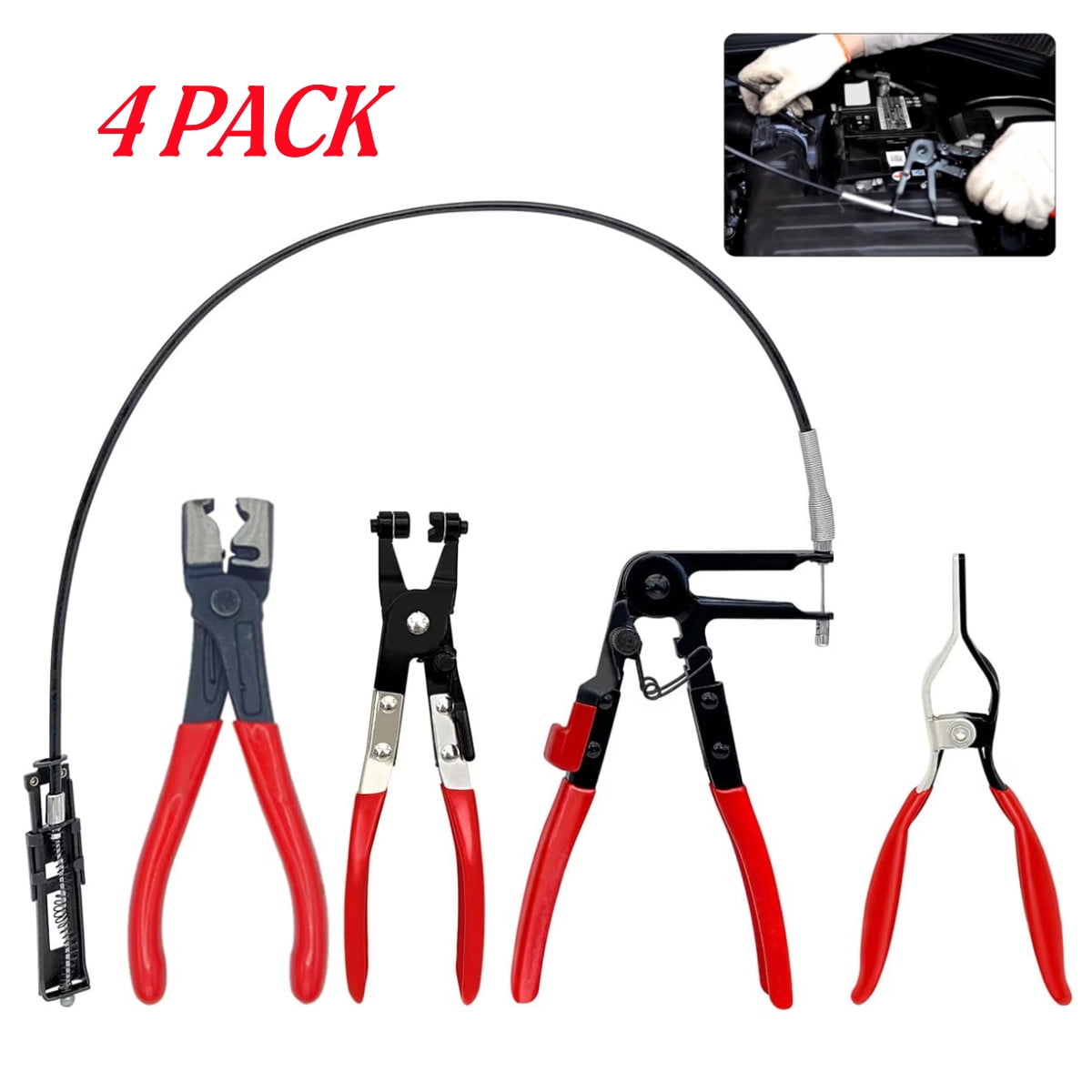 4PCS Hose Clamp Pliers, Spring Clamp Plier, Self-Tightening Hose Clamps ...