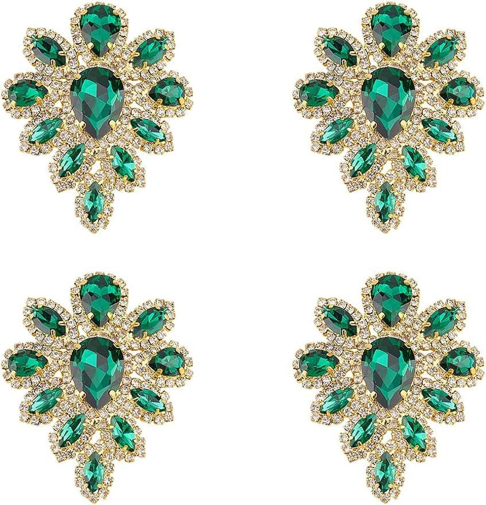 4PCS Hotfix Rhinestone Applique Emerald Teardrop Shape Rhinestone ...