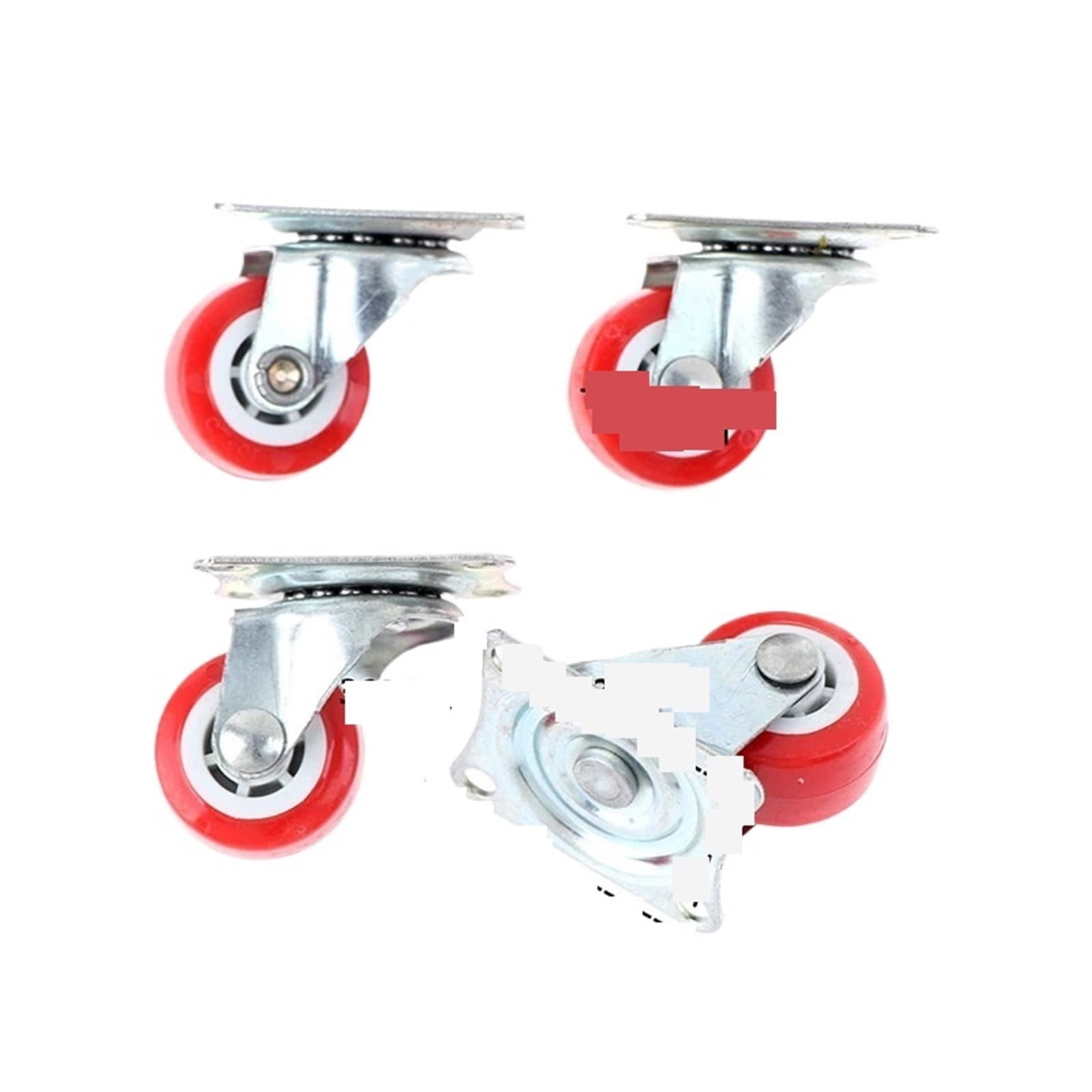 4PCS Household 1.5inch Furniture Caster Wheels Red Rubber Swivel Caster ...