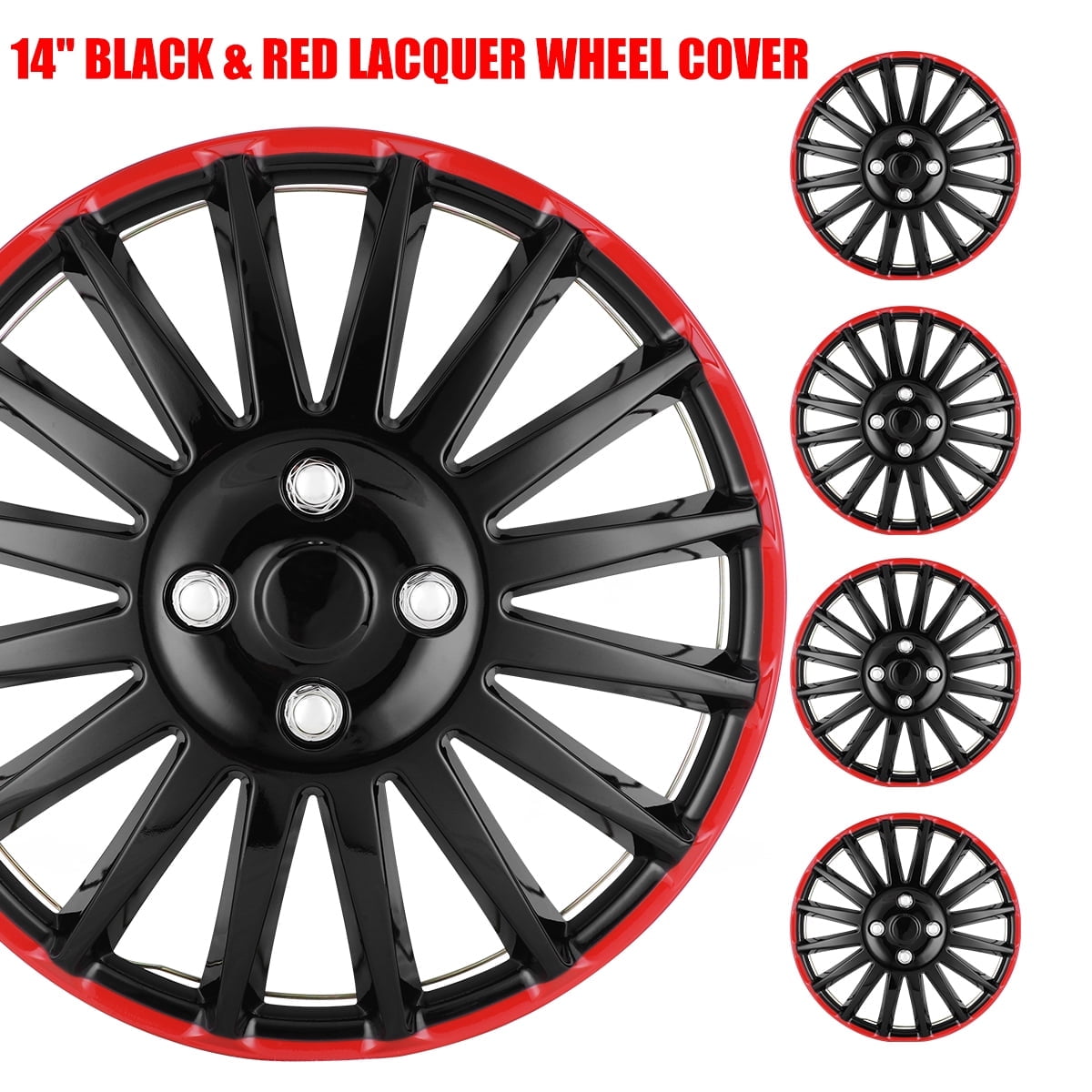 (4 Pack)14" Universal Hubcaps Wheel Rims Cover, ABS&PC Material, Snap ...