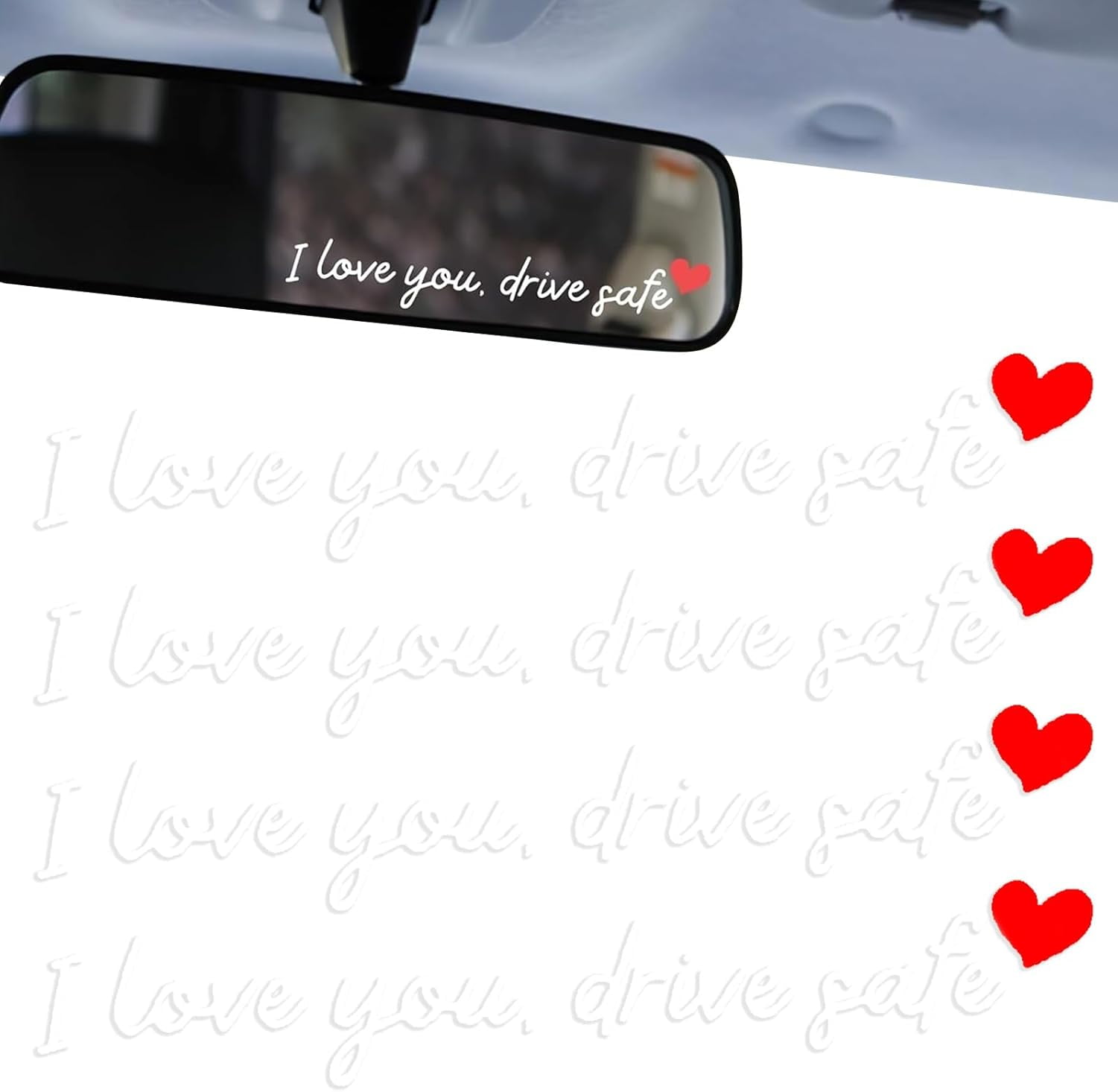 4PCS I Love You Drive Safe Car Sticker, Drive Safe I Love You Mirror ...