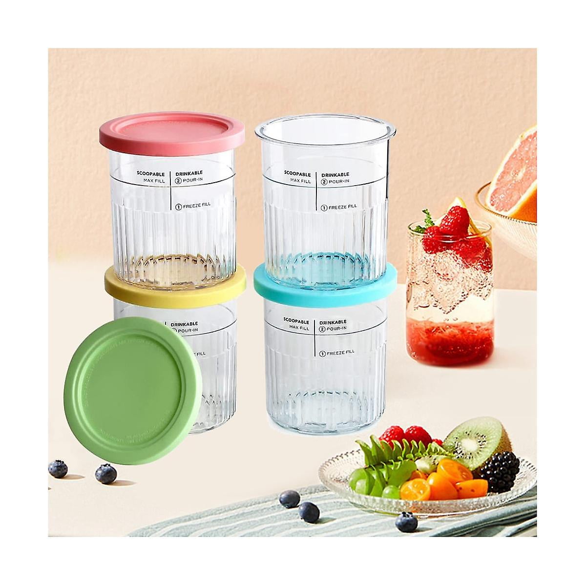 4PCS Ice Cream Pints and Lids for Ninja Creami NC500 NC501 Ice Cream ...