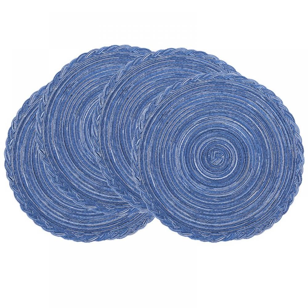 4PCS Indoor & Outdoor Round Cotton Placemat, Round Braided Placemats ...