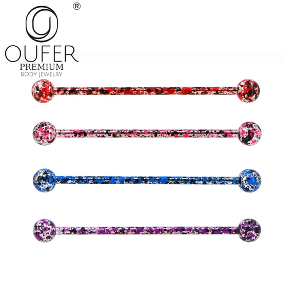 4PCS Industrial Piercing Straight Barbell 14G 38mm 316L Surgical Steel ...