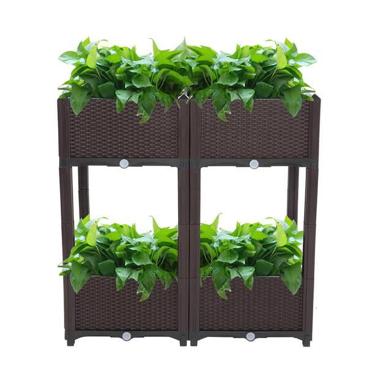 4PCS Injection Molded Plastic Planter Boxes, Stackable Garden Planting ...