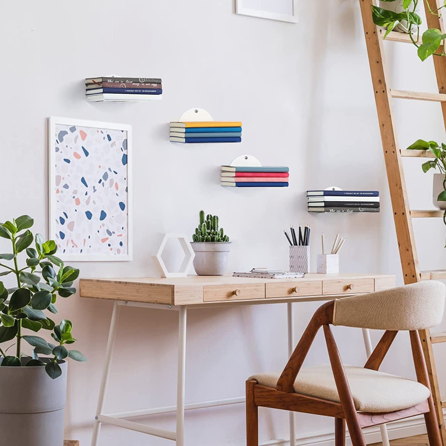 4PCS Invisible Wall Mounted Floating Bookshelves Steel Constructed Book ...