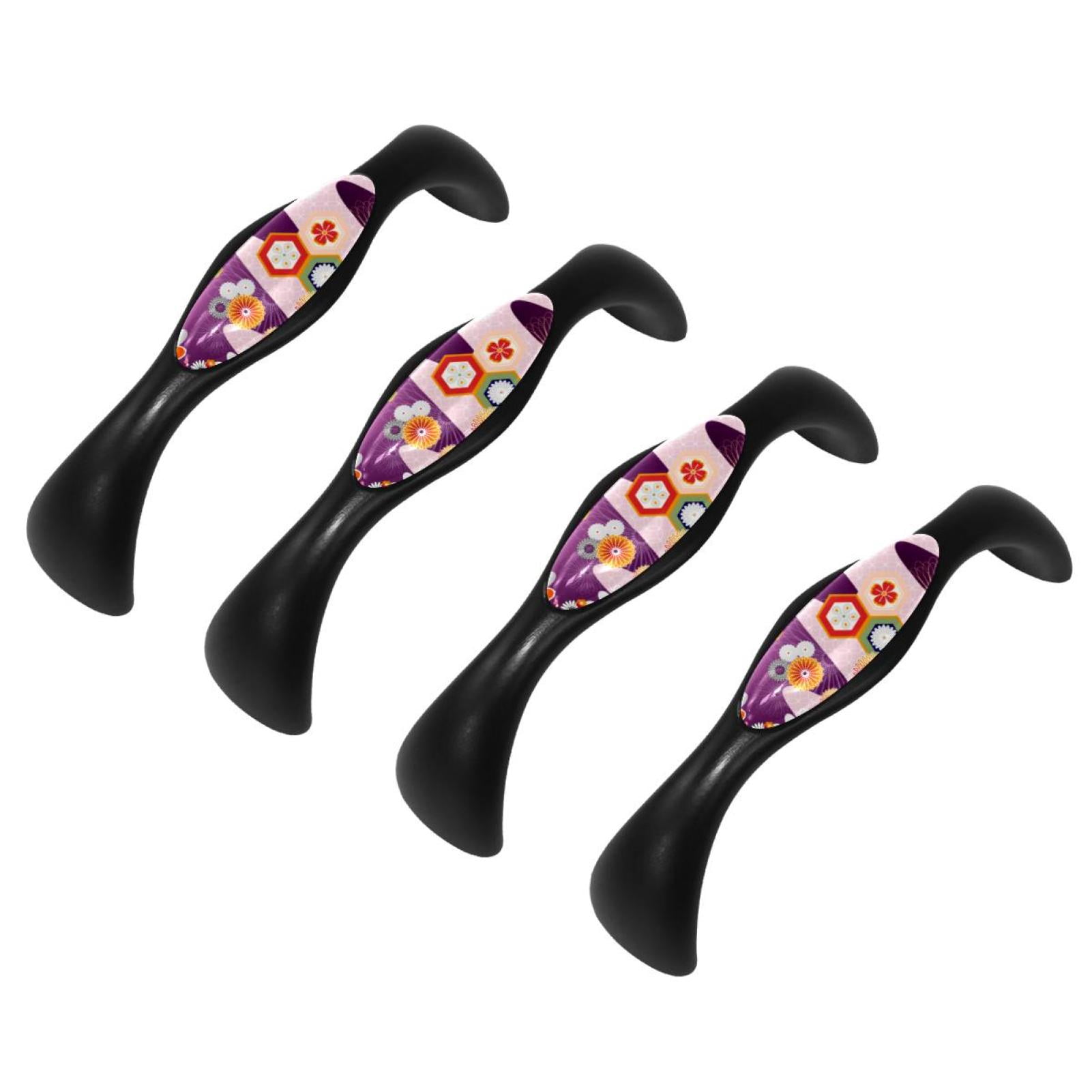 4PCS Japanese Culture Flowers Arched Drawer Pulls Crystal Glass White ...