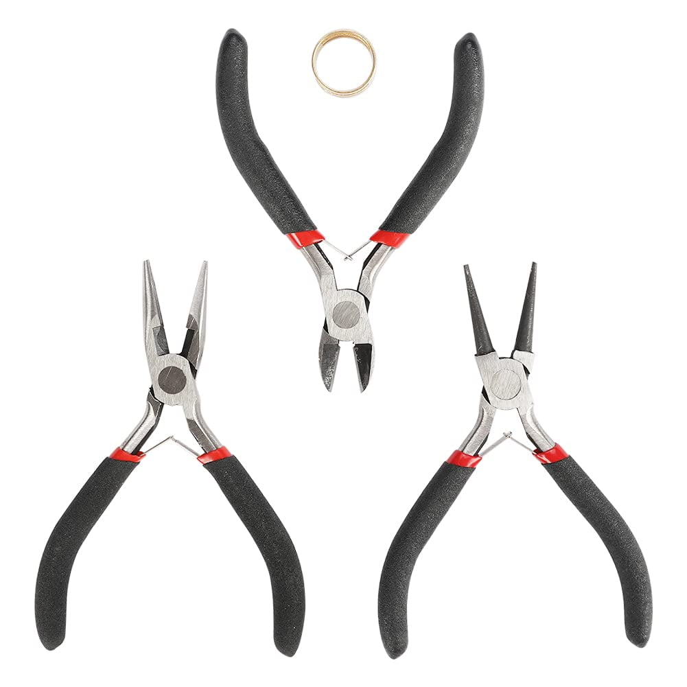 4PCS Jewelry Pliers Set - (Needle Nose Pliers,Round Nose Pliers,Wire Cutters Pliers,Jump Ring ...