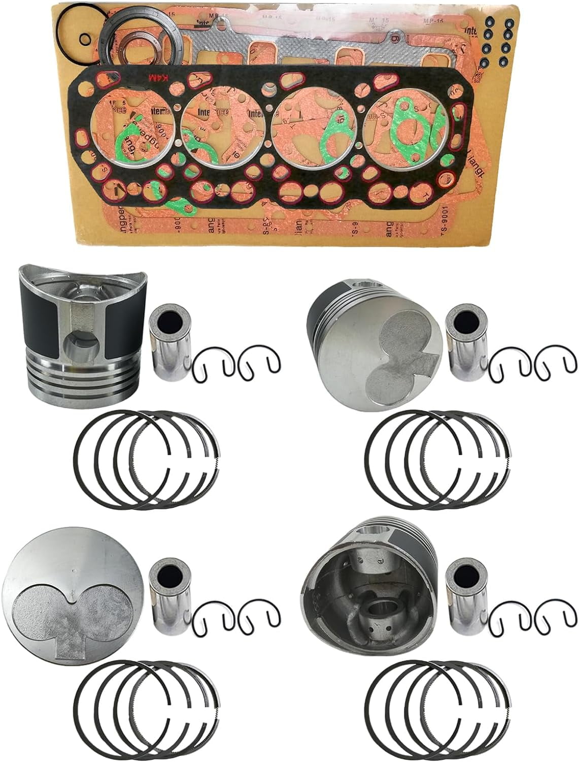 4PCS K4D Piston + Piston Rings STD With Full Gasket Kit For Caterpillar ...