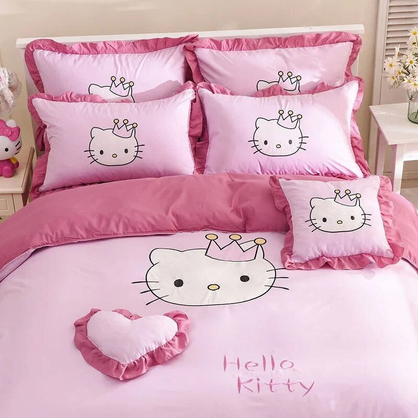 4PCS Kawaii Hello Kitty Quilt Cover Set Cute Cartoon Children and Girls ...
