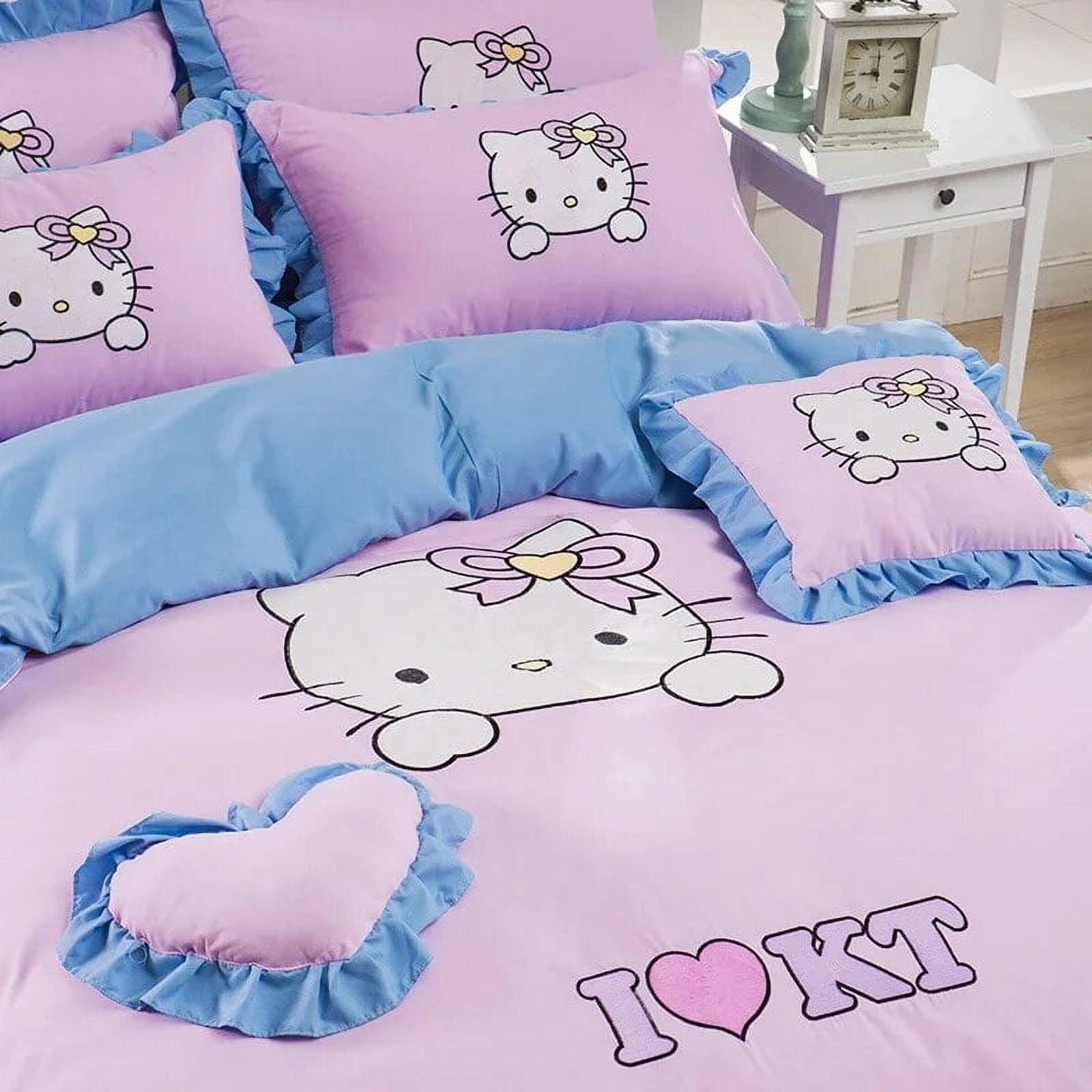 4PCS Kawaii Hello Kitty Quilt Cover Set Cute Cartoon Children and Girls ...