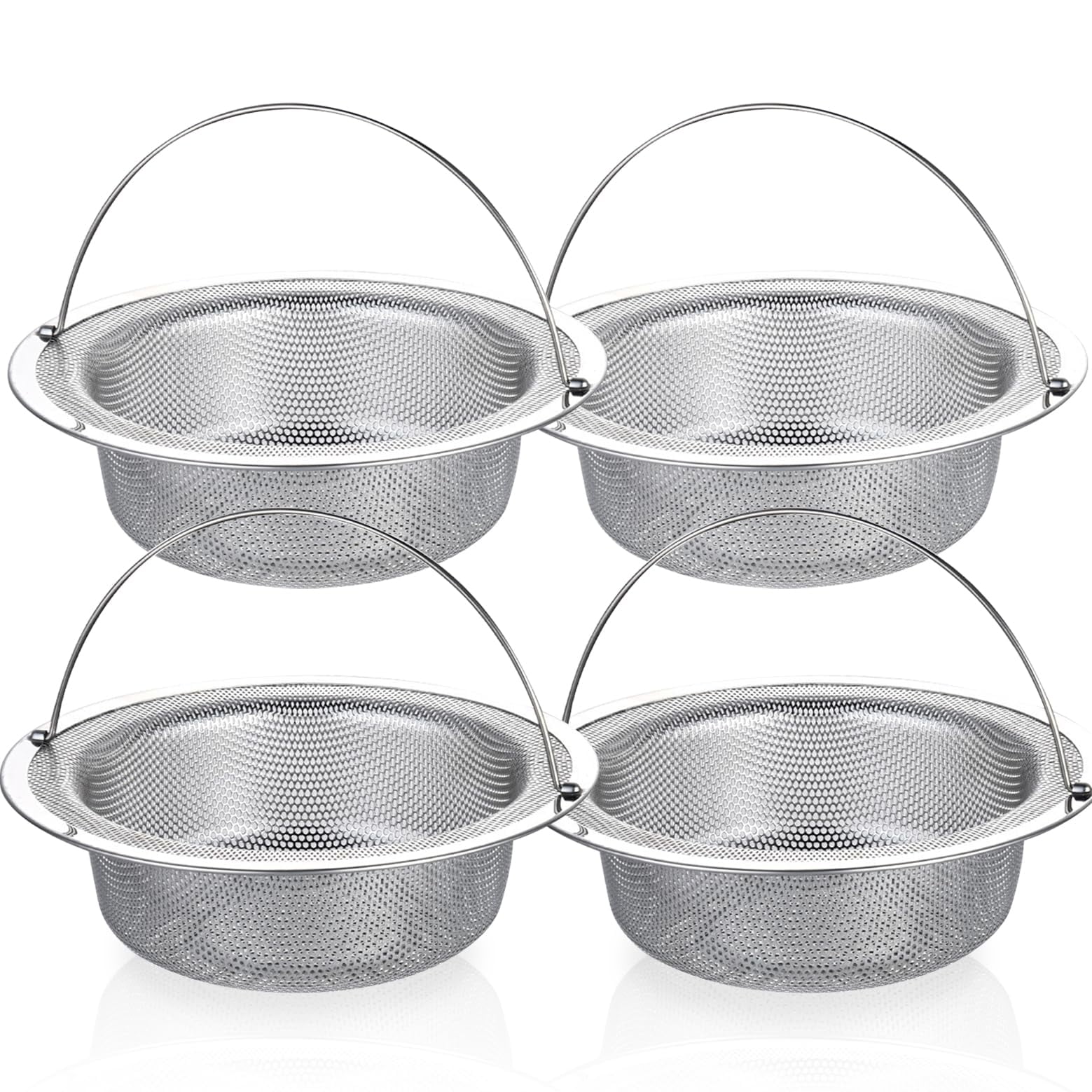 4PCS Kitchen Sink Strainer, Stainless Steel Mesh Basket Food Catcher ...