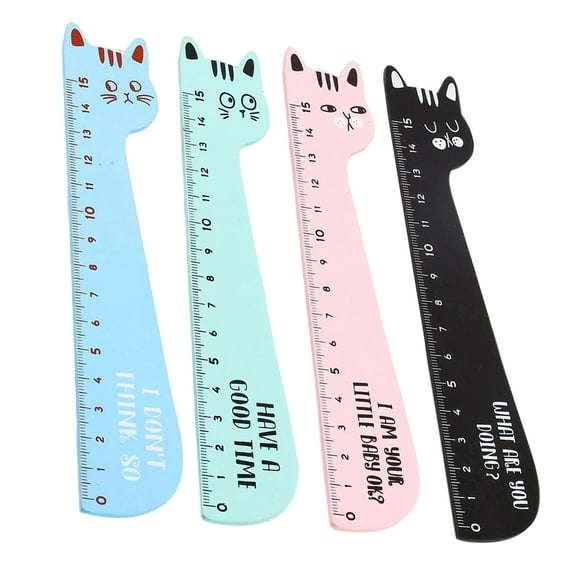 4PCS Kitten Themed Measuring Rulers Drawing Rulers Measurement Tool for ...