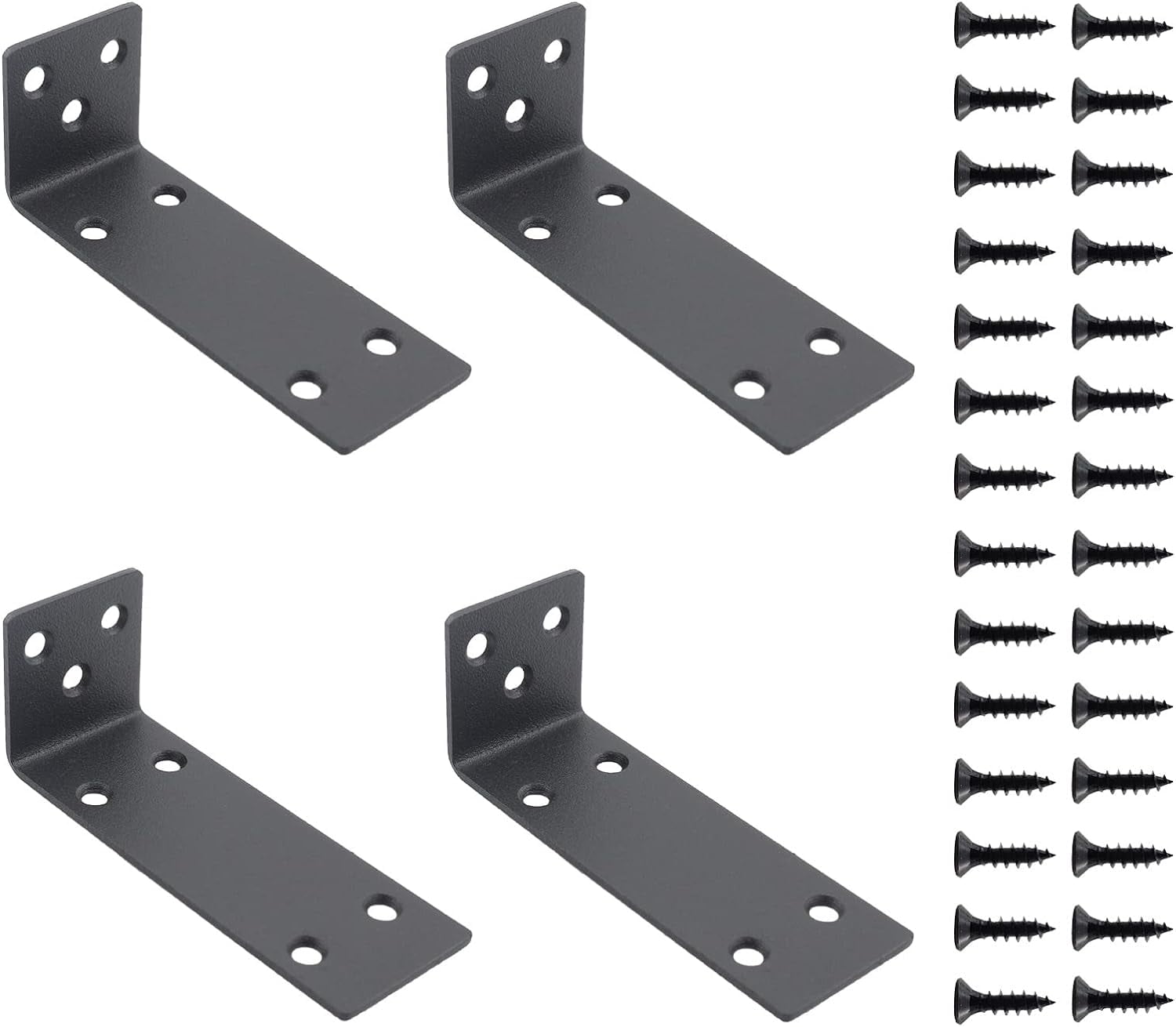 4PCS L Bracket Corner Brace, Stainless Steel Heavy Duty Black Corner ...