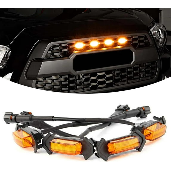 4PCS LED Grill Lights for Trucks, Amber with Wire Harness, Front Grille ...