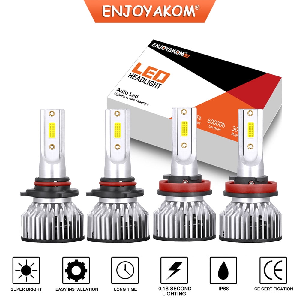 4PCS LED Headlight Bulbs 9005 H11 For GMC Sierra 2500 HD 2019-2022 High ...